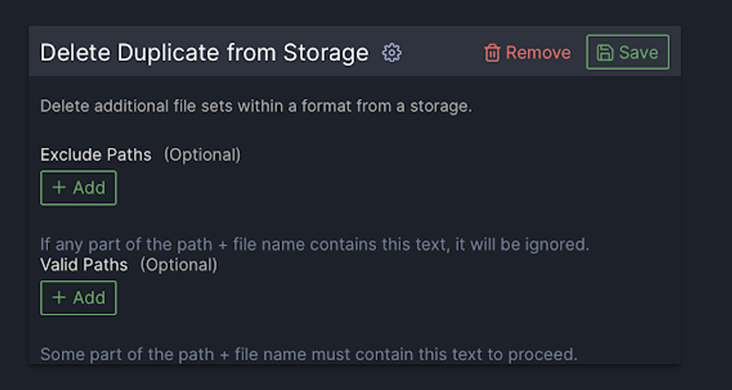 Delete Duplicate from Storage - CineSys.io